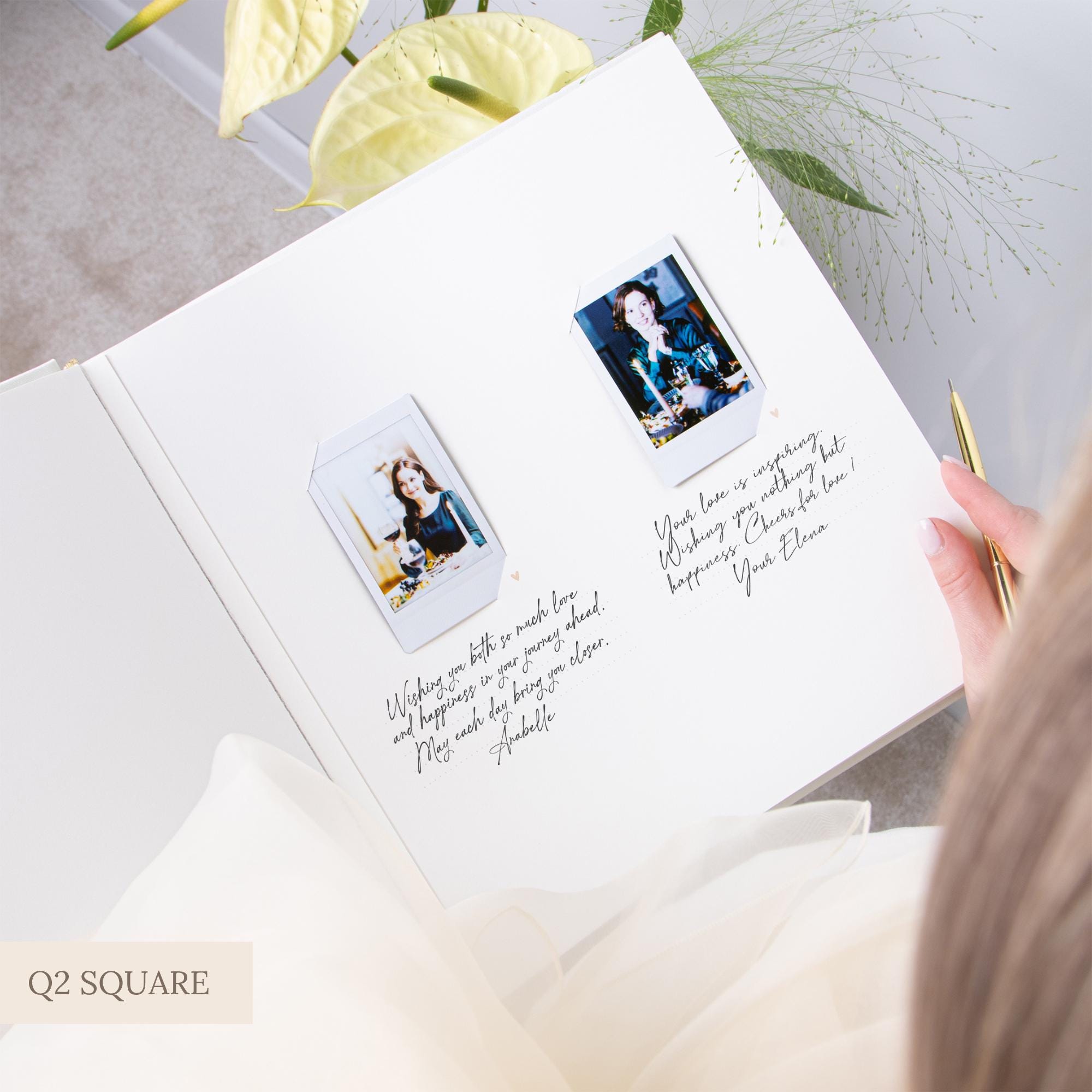 Wedding Guest Book Square + Free Gift, Personalized Album Slip-in ...