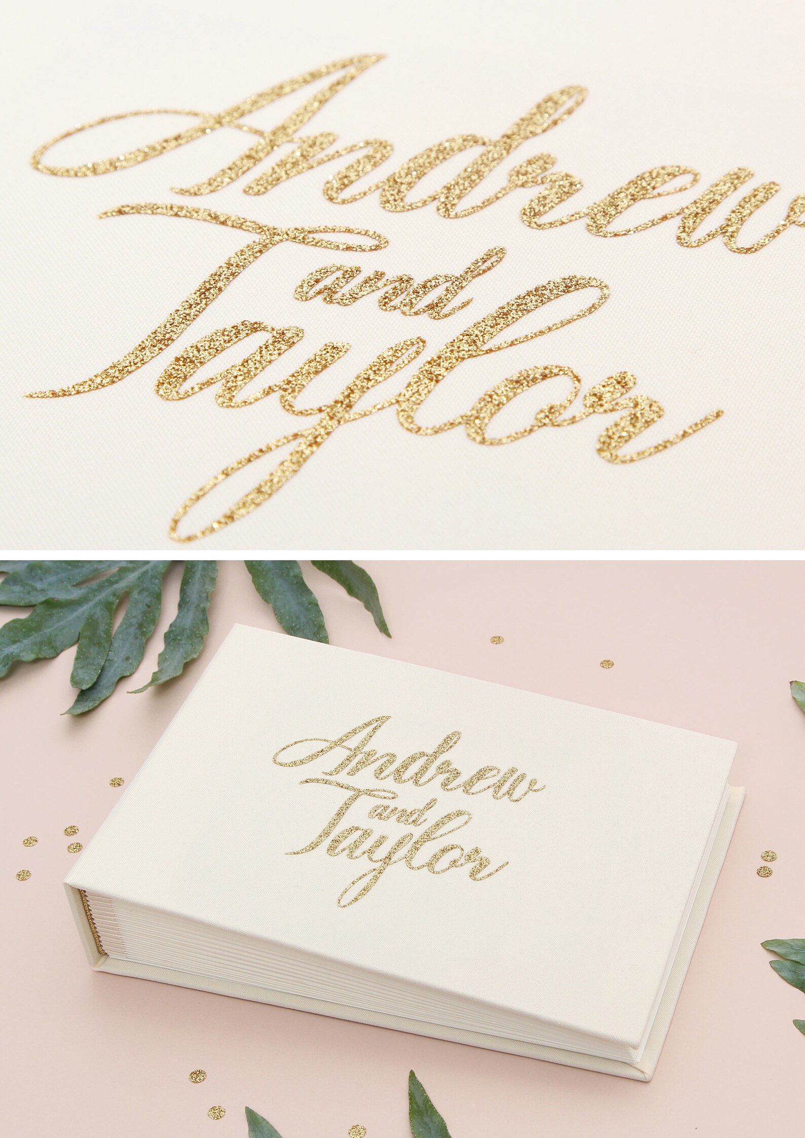 Instant Wedding Album Ivory Guest Book With Gold Glitter | Etsy