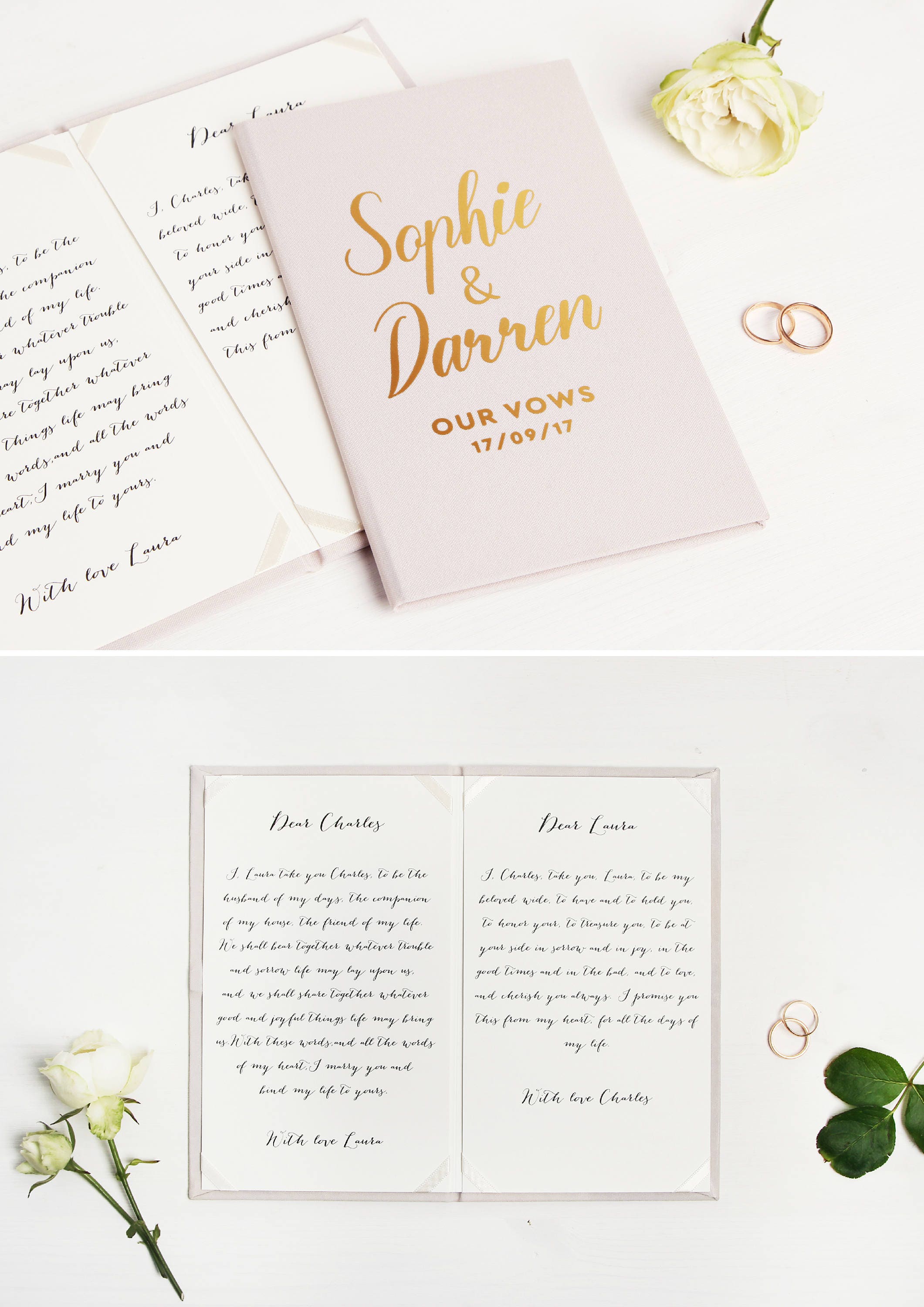 Personalised Wedding Vow Books Gold Foil Cream Keepsake | Etsy