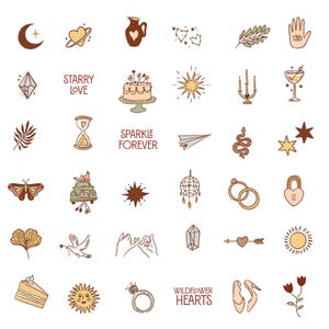 Boho Wedding Emoji Stickers for Guest Book, Boho Theme Best Wishes ...