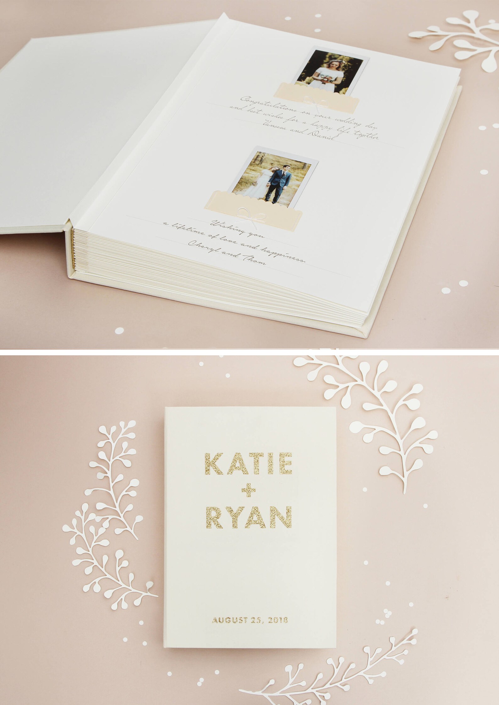 Instant Wedding Album Ivory Guest Book With Gold Glitter BOLD - Etsy