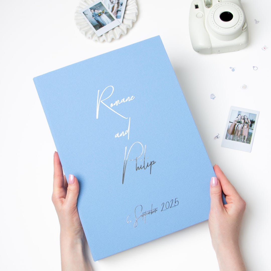 Wedding Guest Book Vertical + Free Gift, Personalized Album Slip-in ...