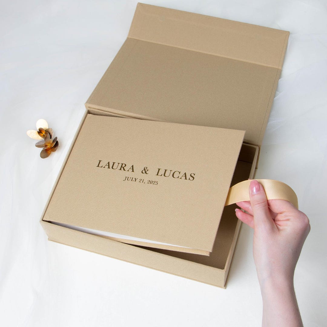 Personalized Wedding Guest Book With BOX, Custom Polaroid Guestbook With Names & Date Keepsake ...