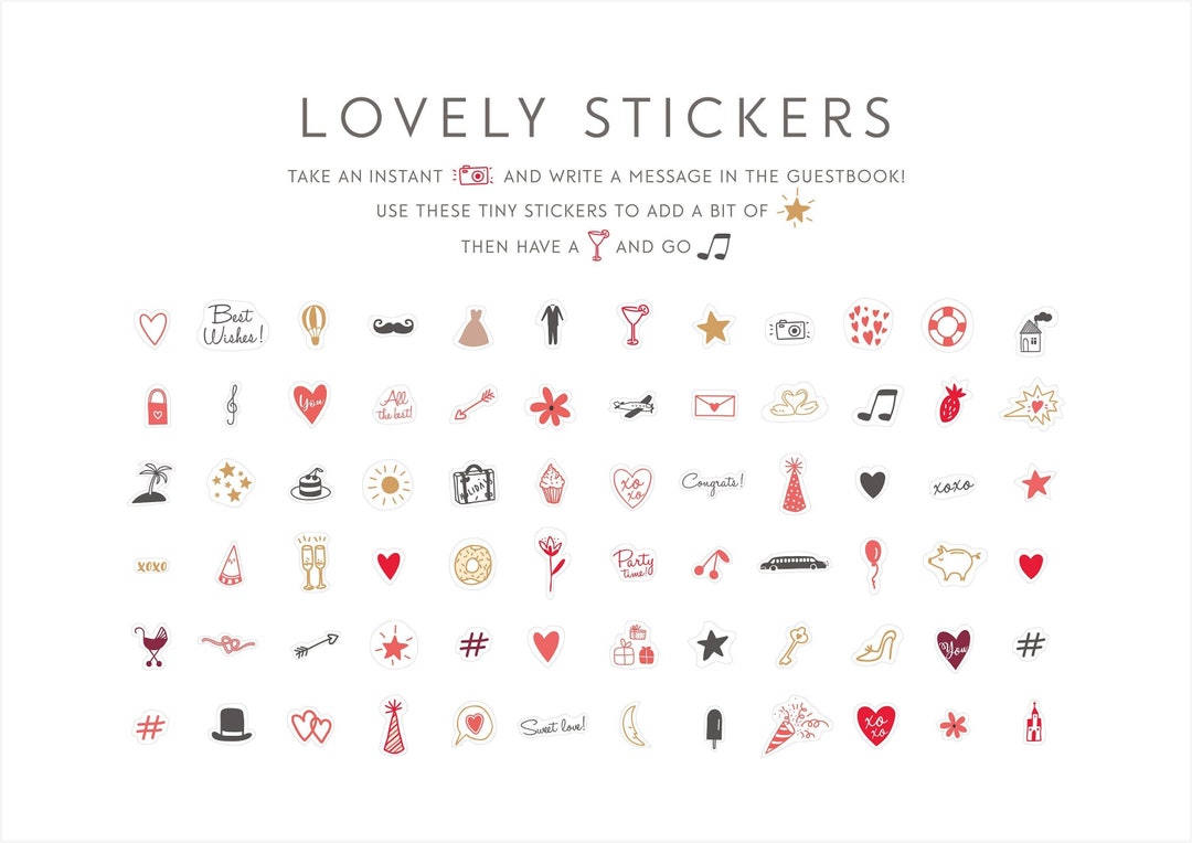 Wedding Emoji Stickers for Guest Book, Best Wishes, Great Emotions ...