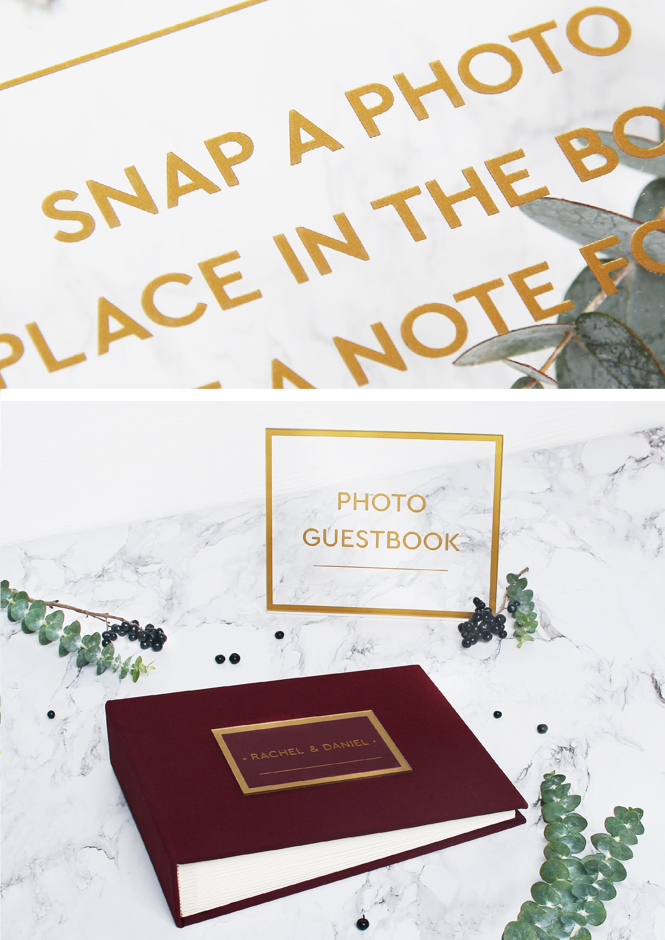 Big Gold Foil Sign - Acrylic Wedding Sign - Guest Book Glass Sign ...