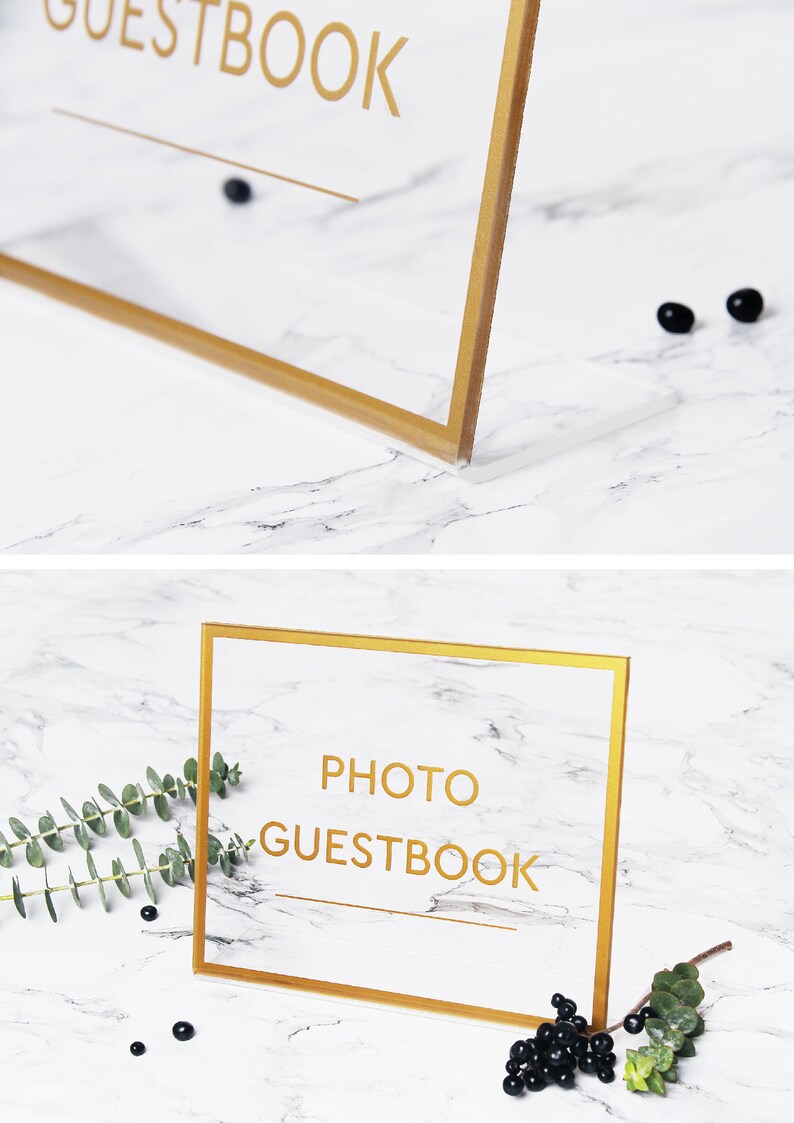 Big Gold Foil Sign - Acrylic Wedding Sign - Guest Book Glass Sign ...