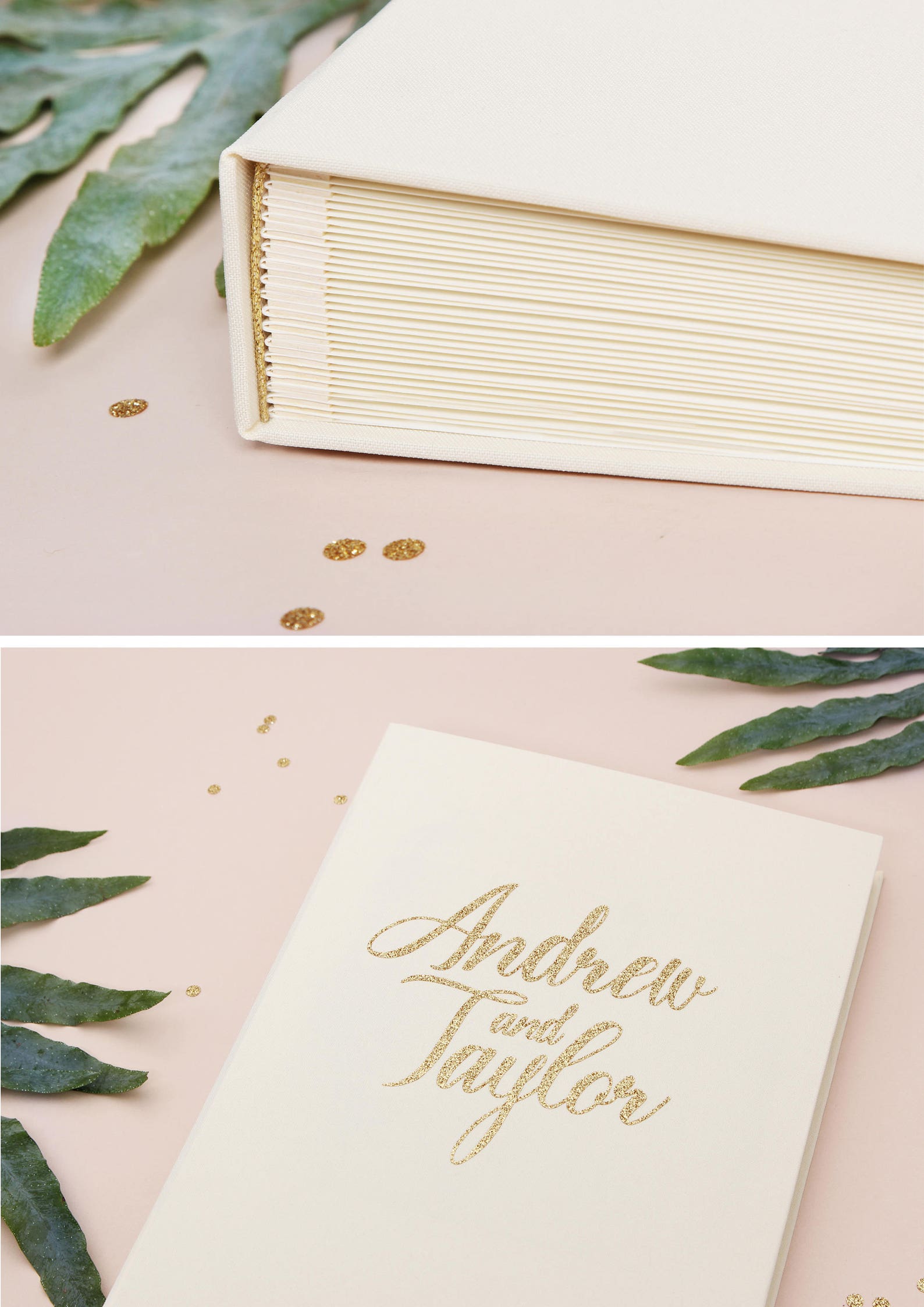 Instant Wedding Album Ivory Guest Book With Gold Glitter | Etsy