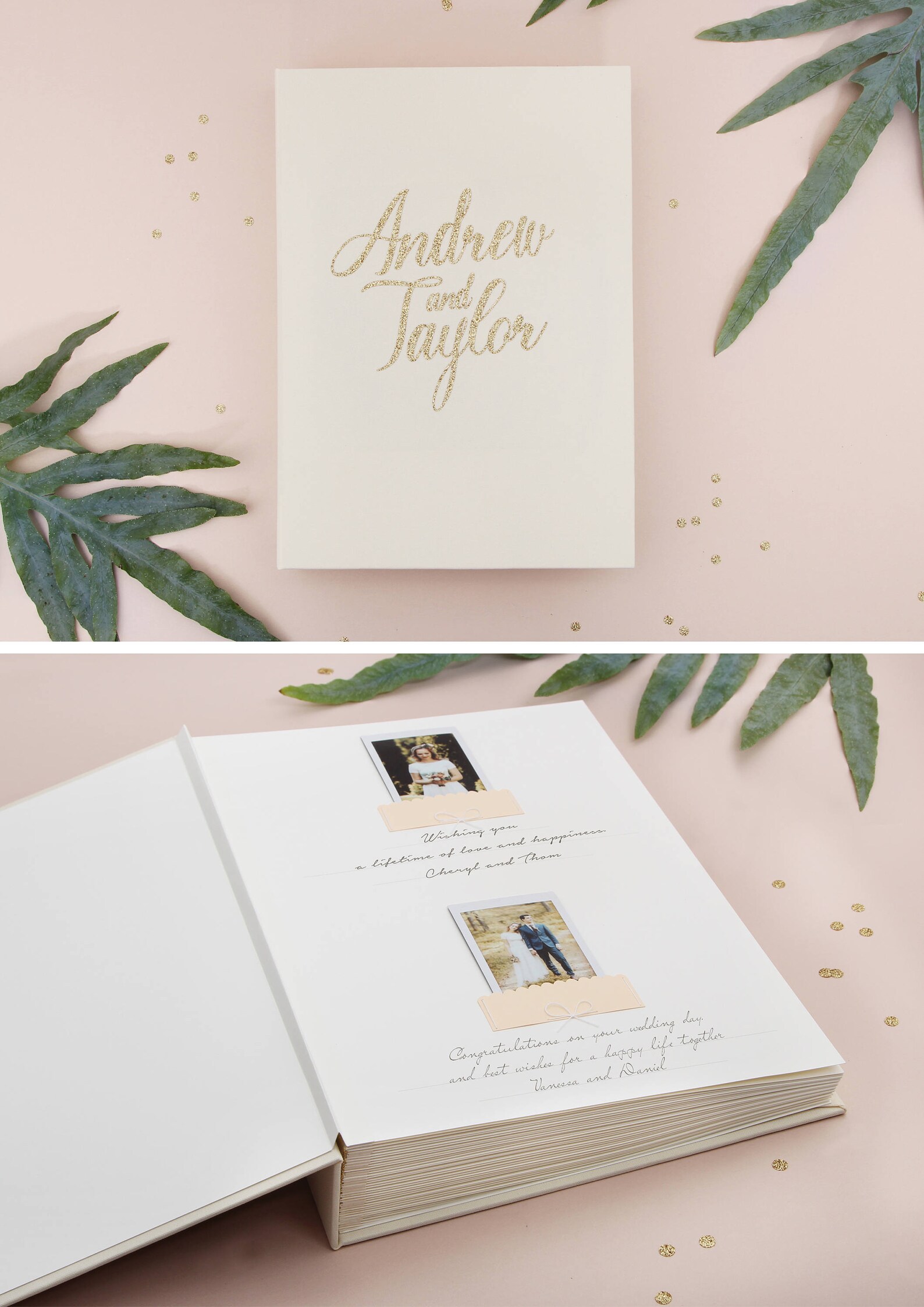 Instant Wedding Album Ivory Guest Book With Gold Glitter | Etsy