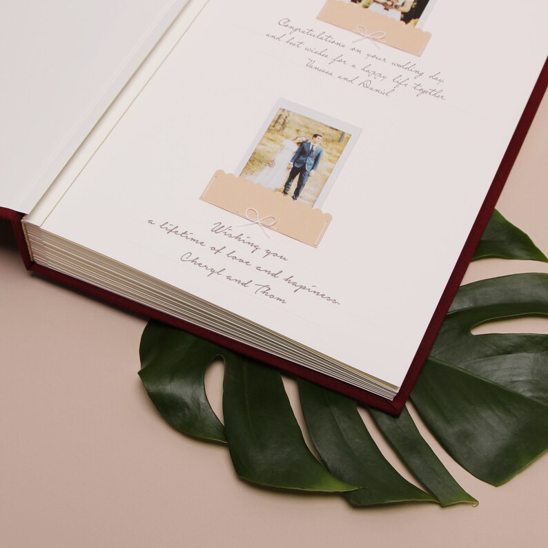 Classic Marsala Wedding Guest Book With Real Gold Lettering | Etsy