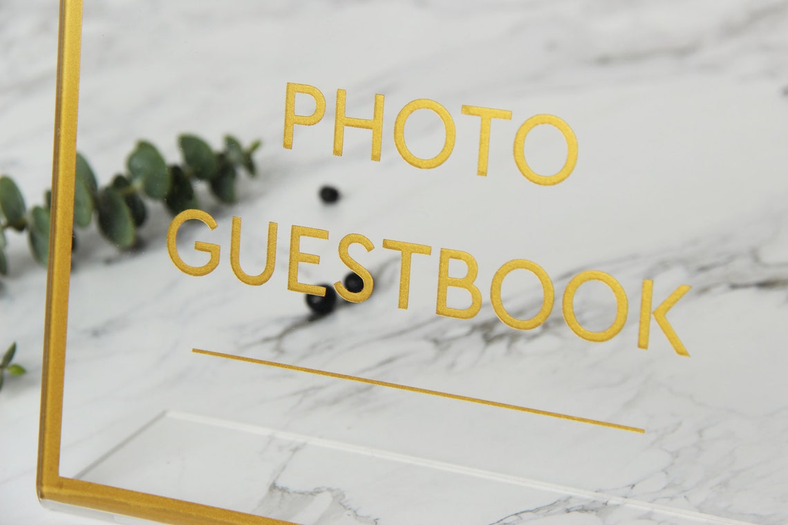 Acrylic Wedding Sign Small Guest Book Glass Sign Transperant Photo ...