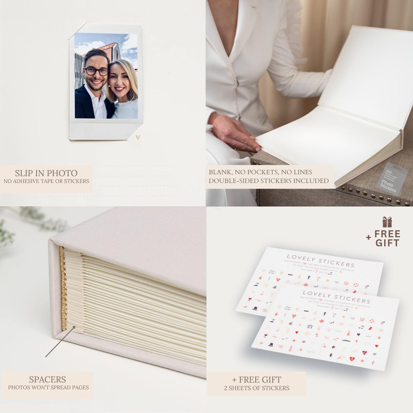 Wedding Guest Book Vertical + Free Gift, Personalized Album Slip-in ...