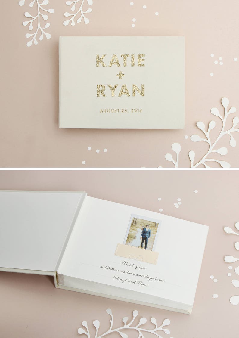Instant Wedding Album Ivory Guest Book With Gold Glitter BOLD - Etsy