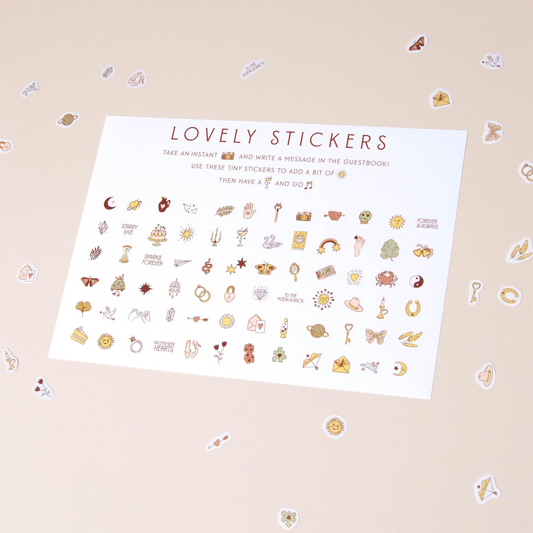 Boho Wedding Emoji Stickers for Guest Book, Boho Theme Best Wishes ...