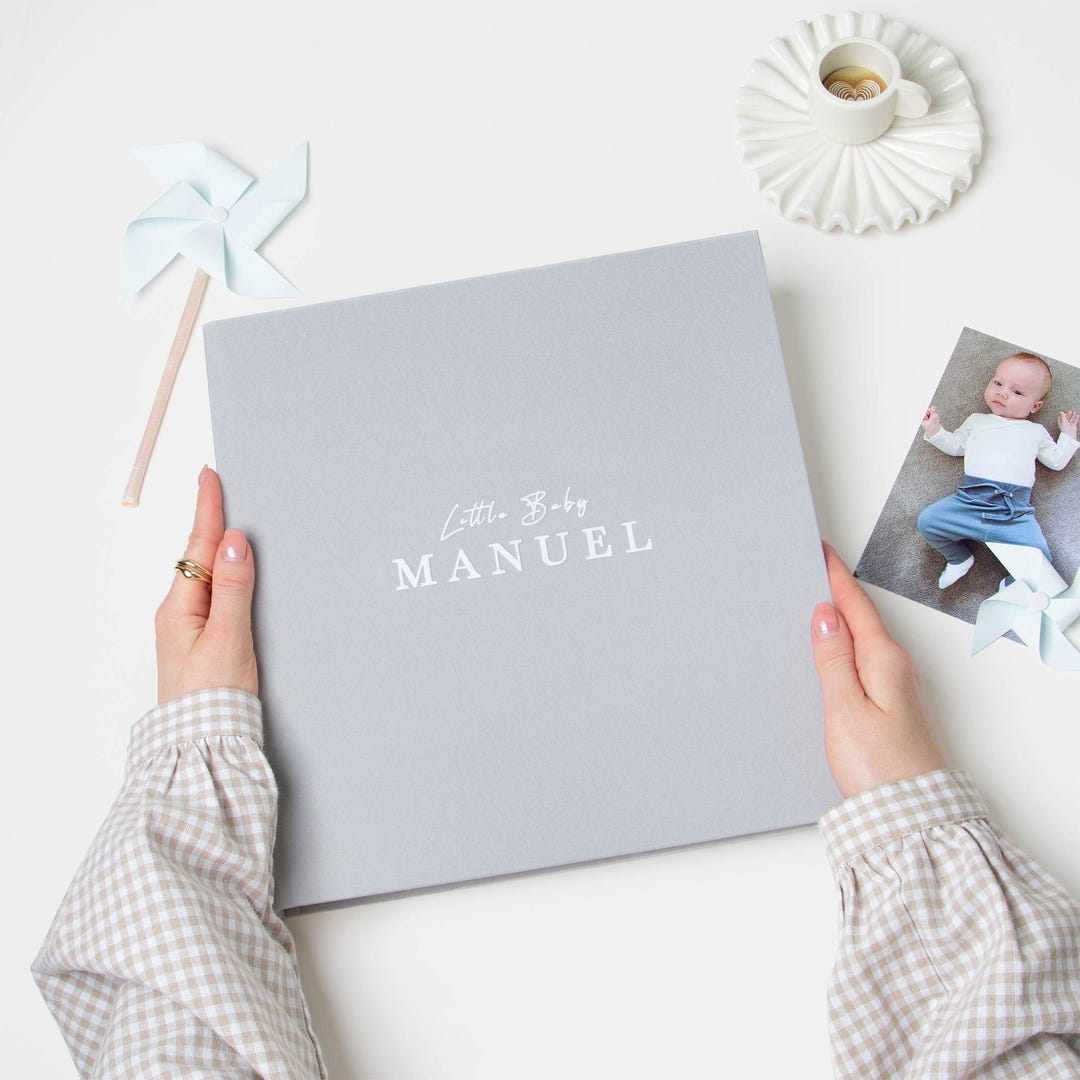 Personalized 1st Year Baby Book - Modern Baby Memory Book, Photo Album ...