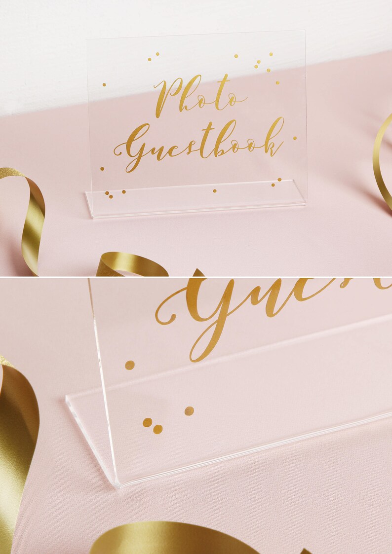 Cursative Gold Foil Sign - Acrylic Wedding Sign - Guest Book Glass Sign ...