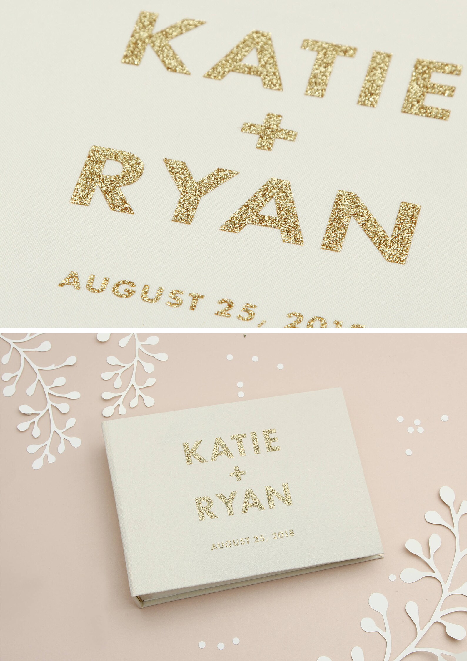 Instant Wedding Album Ivory Guest Book With Gold Glitter BOLD - Etsy