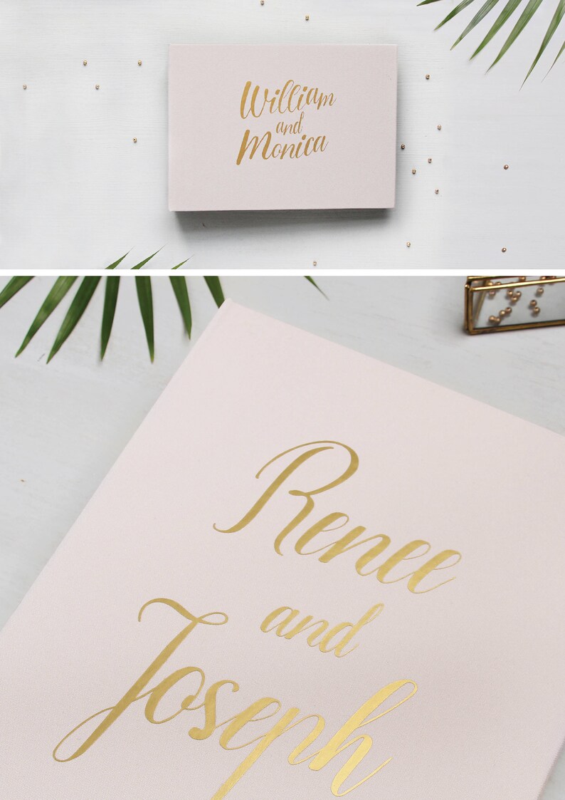 Wedding Album Guest Book Cream With Gold Lettering Instax - Etsy