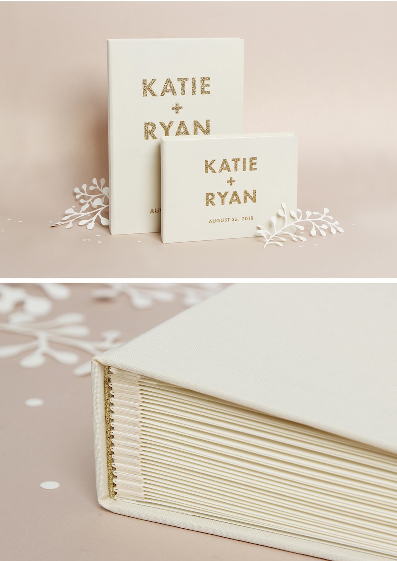 Instant Wedding Album Ivory Guest Book With Gold Glitter BOLD - Etsy