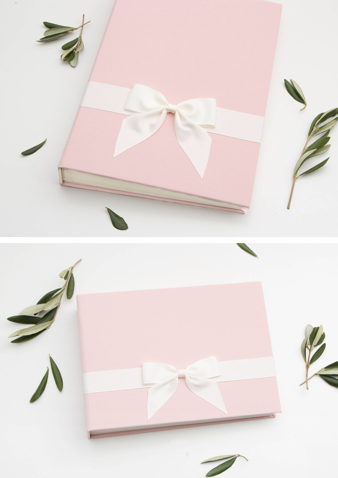 Wedding Album Pink With Ivory Ribbon, Rose Quartz Wedding Guest Book ...