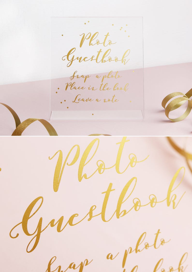 Cursative Gold Foil Sign - Acrylic Wedding Sign - Guest Book Glass Sign ...