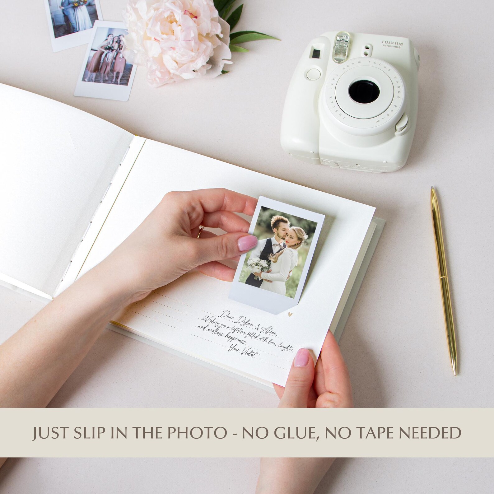 Personalized Wedding Polaroid Photo Album, Fall Guestbook With Gold ...