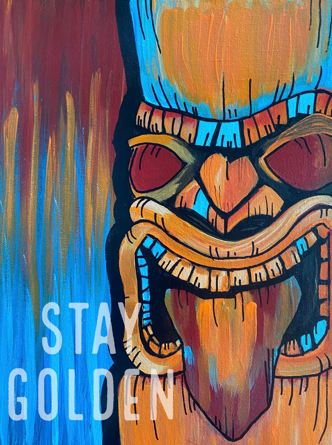 Original TIKI Pop Art 3 SIGNED acrylic on 9x12 Stretched Canvas - Etsy