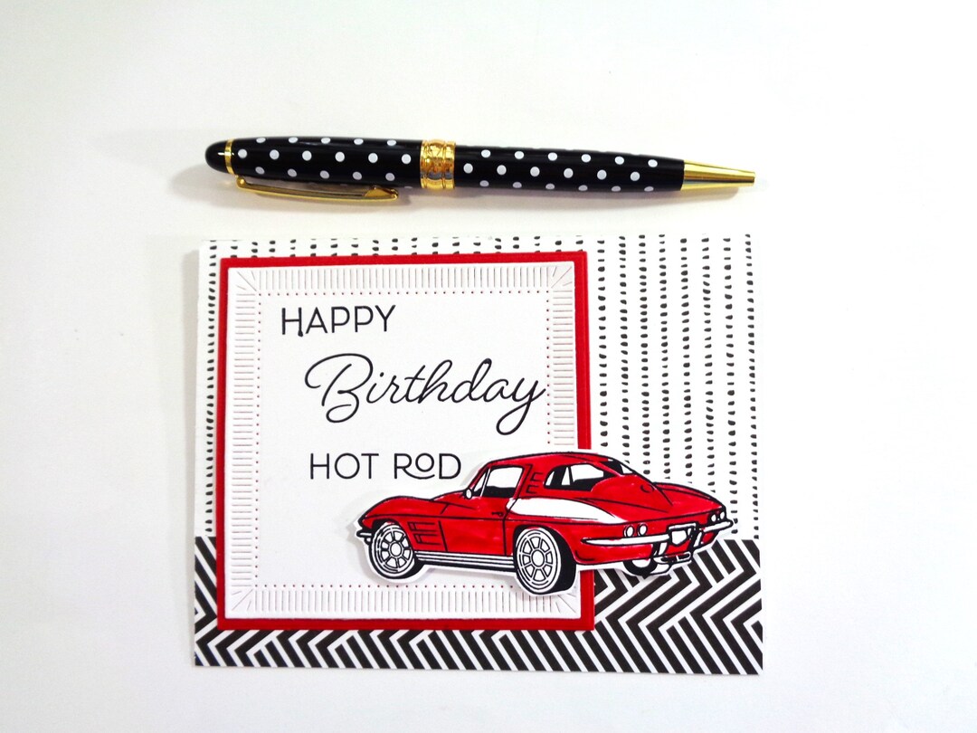 Car Birthday Card - Red Corvette Men's Happy Birthday Hot Rod - Classic ...