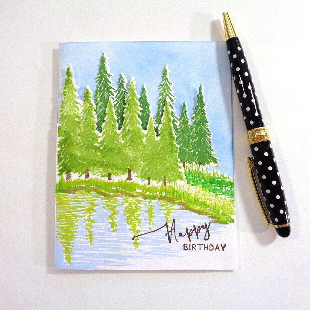 Handmade 3D Forest Lake Birthday Card - Nature Lover - Etsy