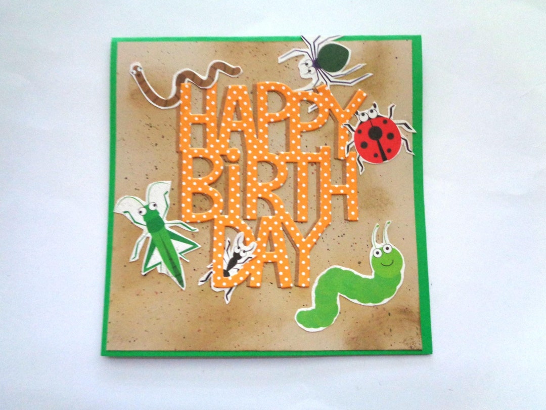 BUGS Birthday Card - Boy's Birthday Card, Spiders, Worms, Crawling ...