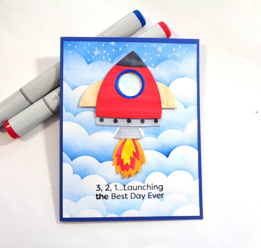 Boys Rocket Ship Birthday Card - Astronaut Boys to Outer Space, 1,2,3 ...