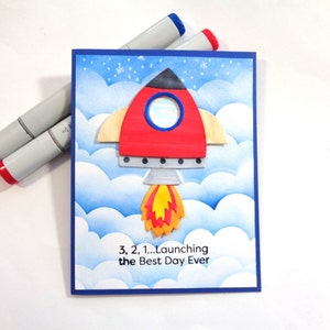 Boys Rocket Ship Birthday Card - Astronaut Boys to Outer Space, 1,2,3 ...