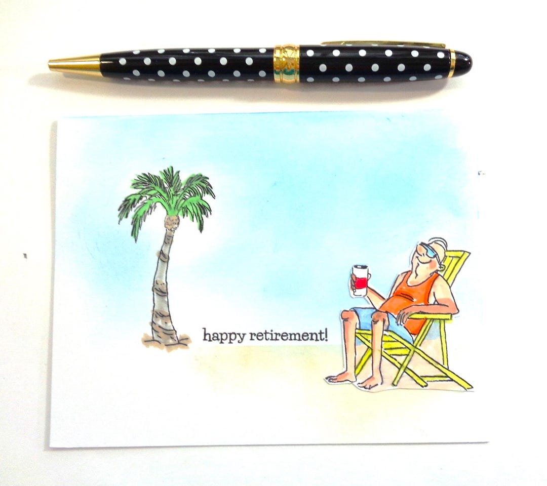 Happy Retirement Card - Guy Relaxing on Beach - Sentiment Choice ...