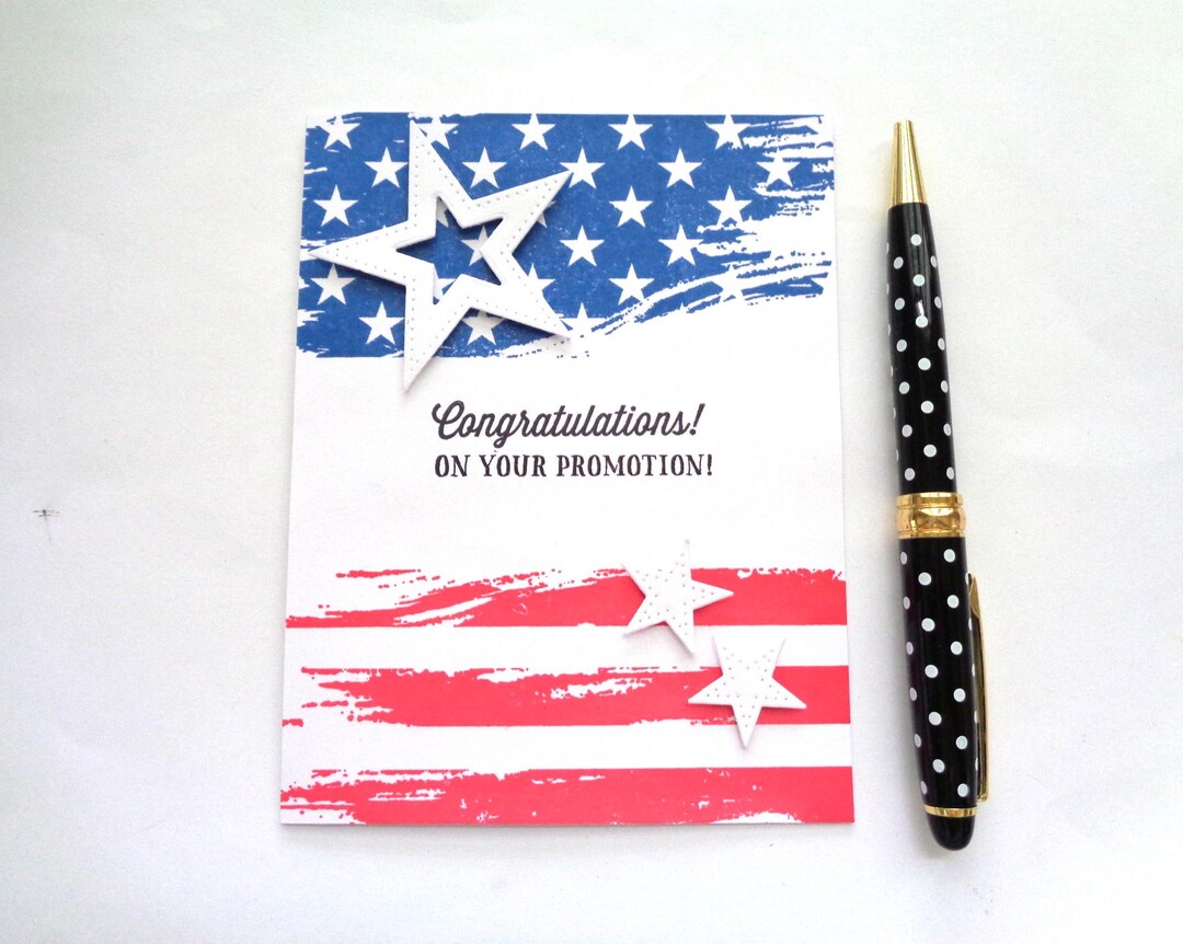 Handmade Military Promotion Card: Red, White & Blue Flag - Etsy