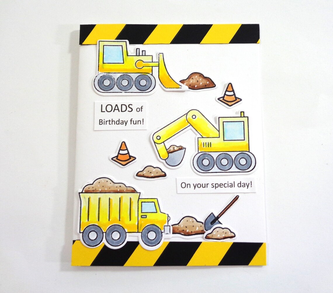 Construction Trucks Birthday Card for Boys: Handmade Birthday Fun - Etsy