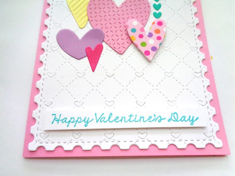 Pretty Pink Valentine's Card Heart Cutouts Background With Textured ...