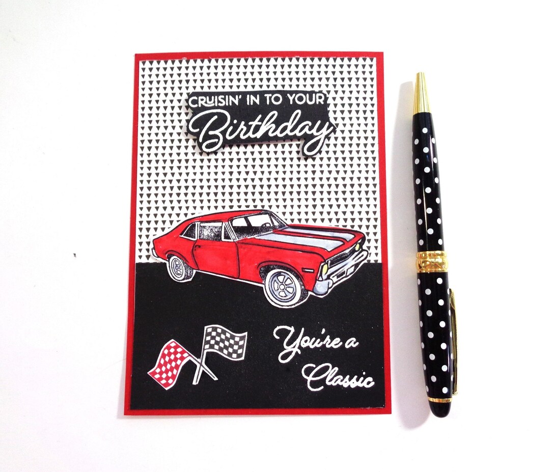 Handmade Race Car Birthday Card: Classic Car Lover - Etsy
