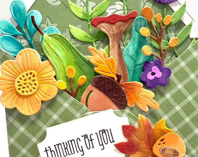 Handmade 3D Fall Envelope Card: Thinking of You, Birthday, Thanks - Etsy