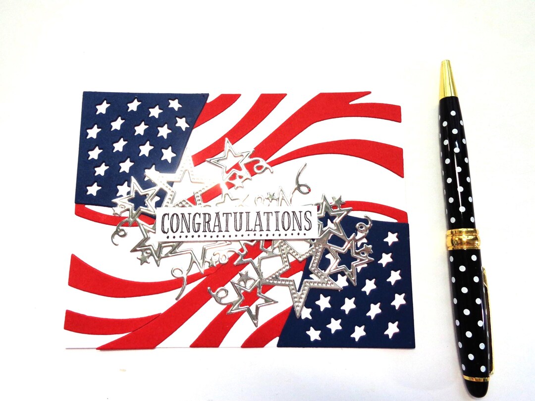 Patriotic Military Congratulations Card - Red, White and Blue Flag With ...