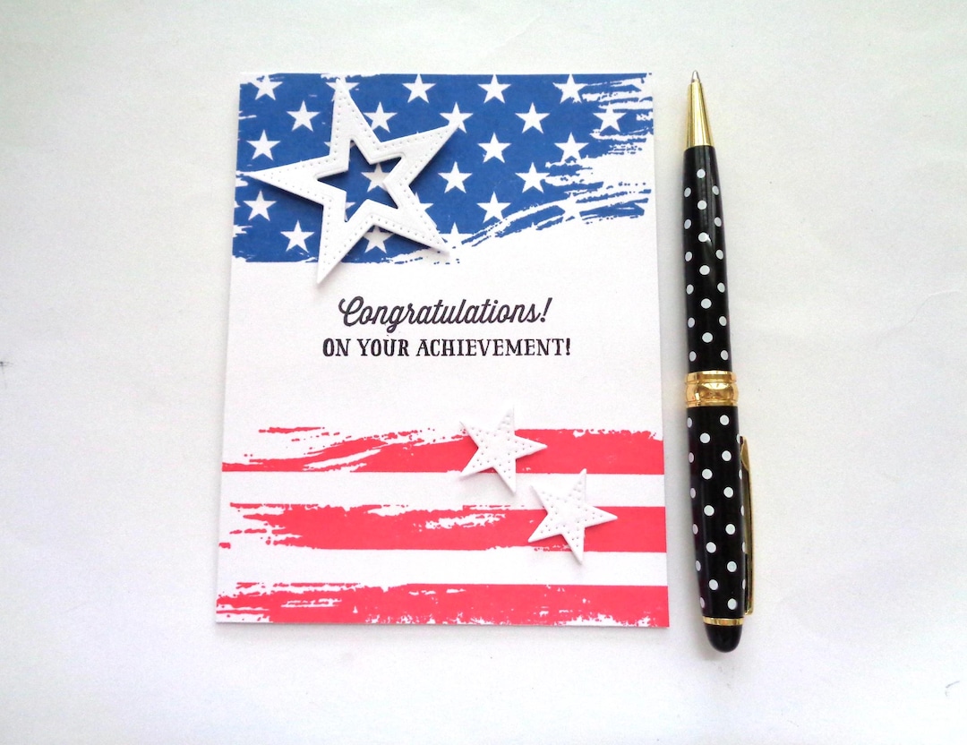 Military Achievement Card - Congratulations, Red, White & Blue Flag ...