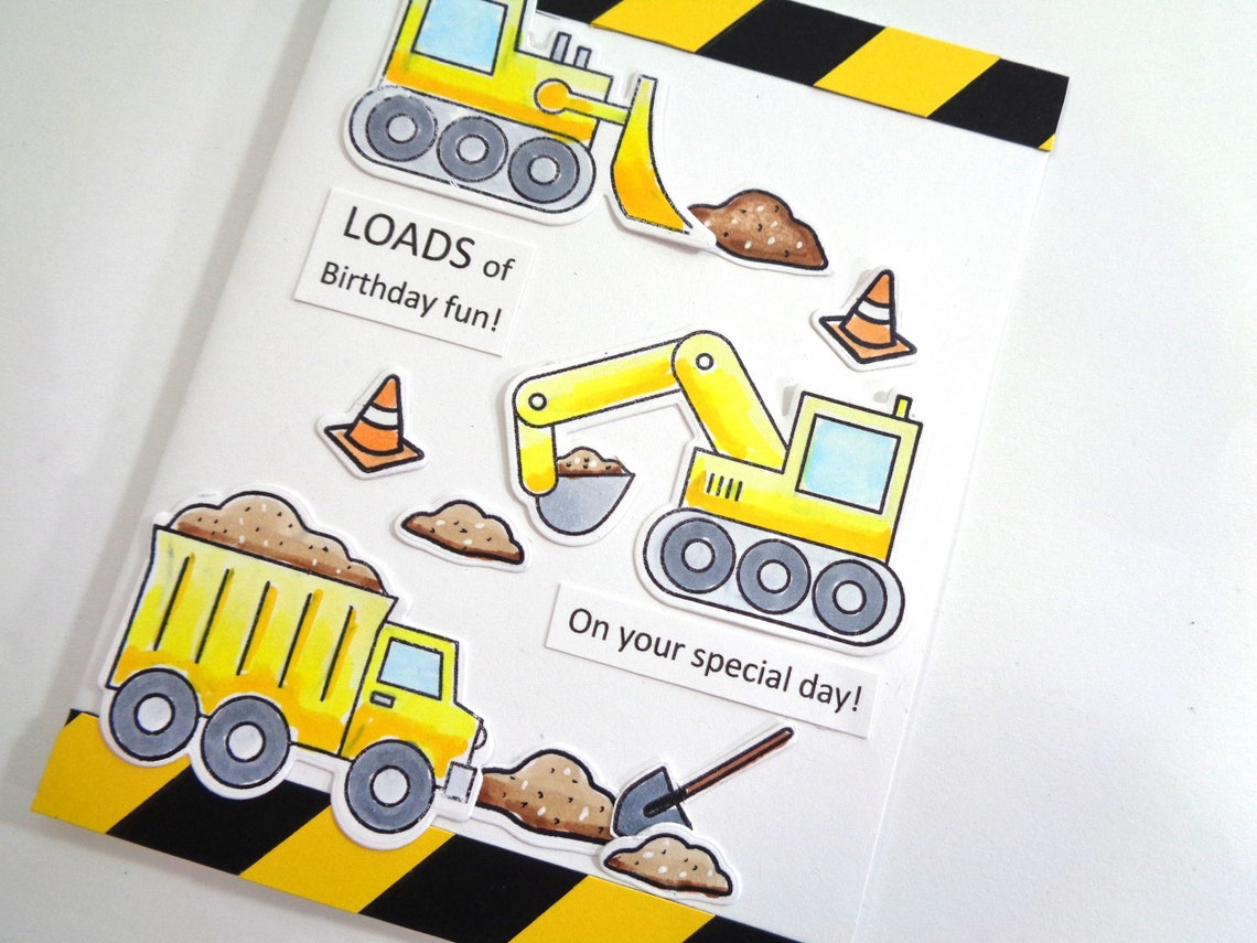 Construction Trucks Birthday Card for Boys: Handmade Birthday Fun - Etsy