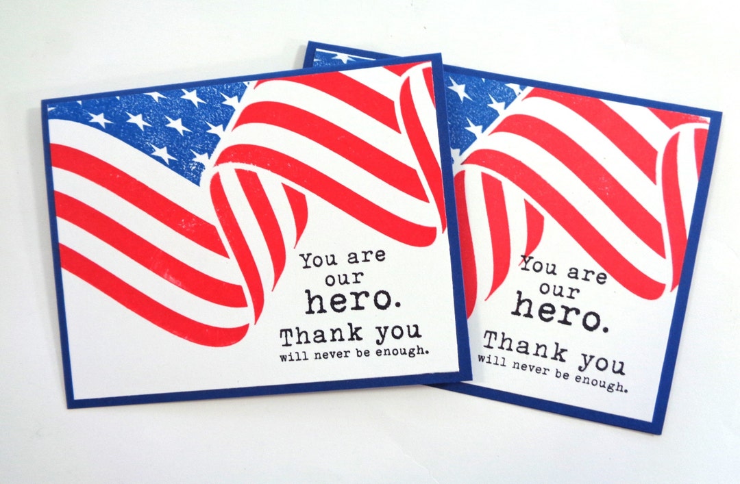 Handmade Hero Thank You Card: USA Flag, First Responder, Military - Etsy