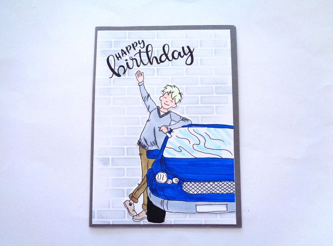 New Driver Birthday Card: Handmade Teen Boy Blue Car - Etsy