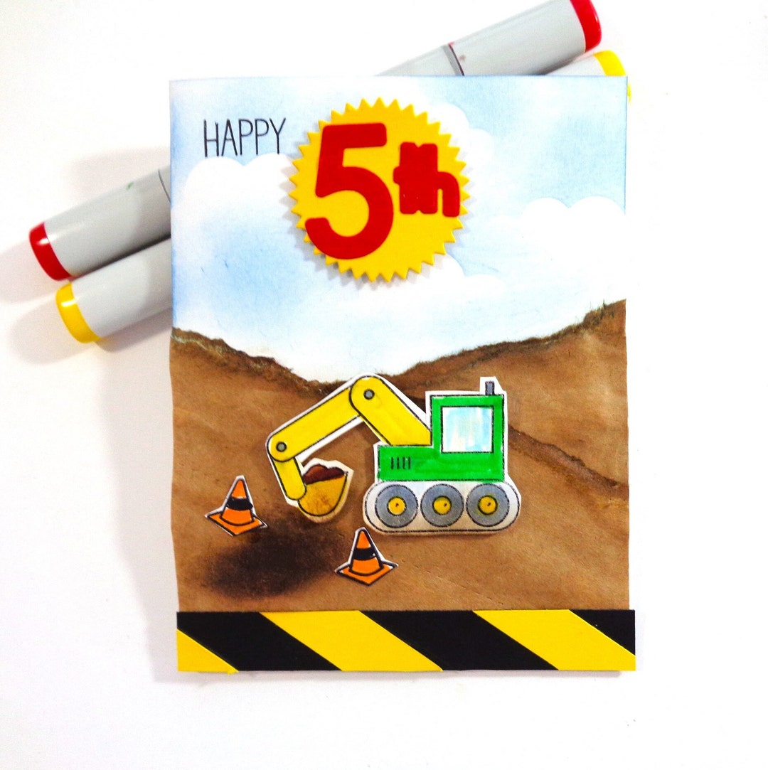 Construction Equipment Birthday Card With Your Age Number Choice ...