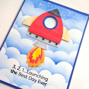 Boys Rocket Ship Birthday Card - Astronaut Boys to Outer Space, 1,2,3 ...