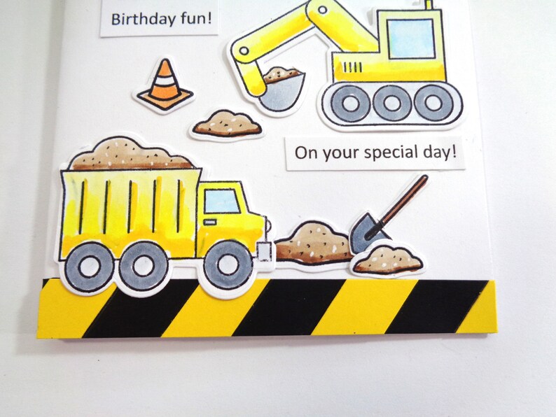 Construction Trucks Birthday Card for Boys: Handmade Birthday Fun - Etsy