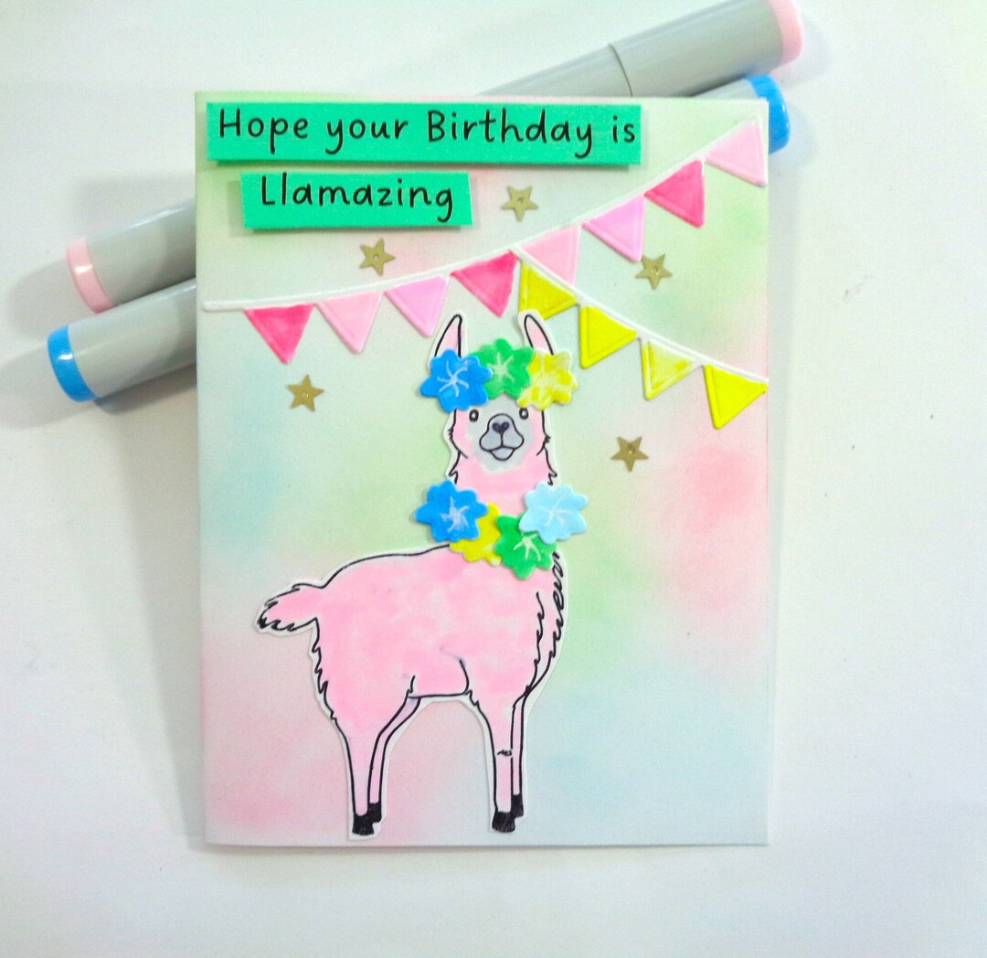 Girls Llama Birthday Card - Hope Your Birthday is Llama-zing - Pink ...