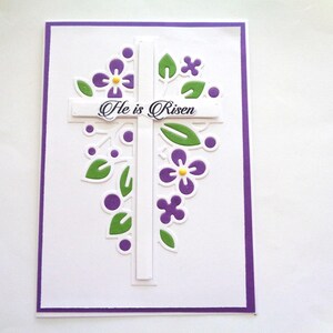 He Has Risen Easter Card - Lavender Floral Cross Easter Card - Handmade ...