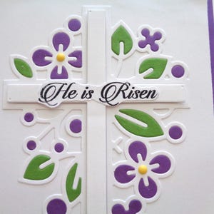 He Has Risen Easter Card - Lavender Floral Cross Easter Card - Handmade Card - Religious Theme ...