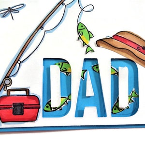 Fishing Dad Card - Happy Father's Day - Fisherman Card - 3D Look - Let ...