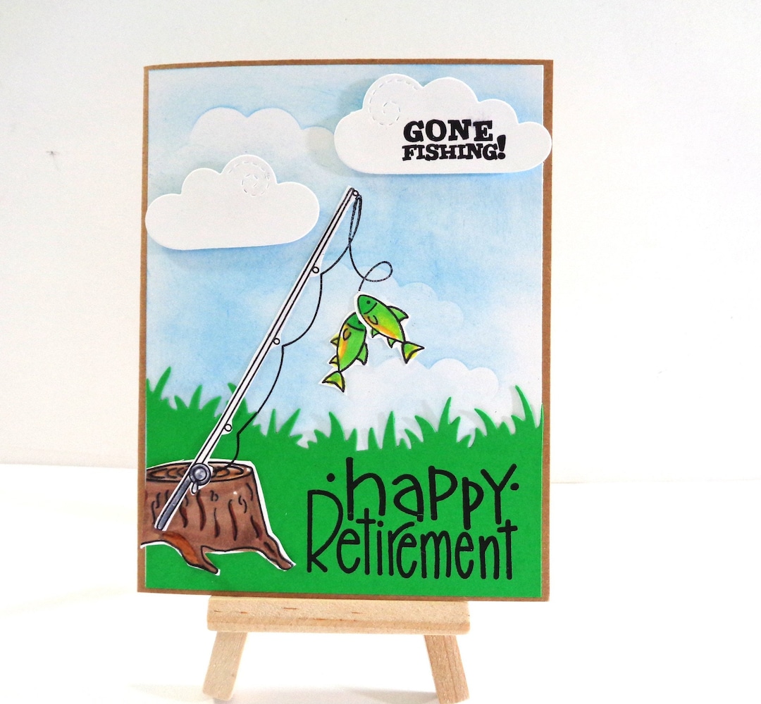 Gone Fishing Retirement Card - Handmade Card - Best Wishes and Enjoy ...